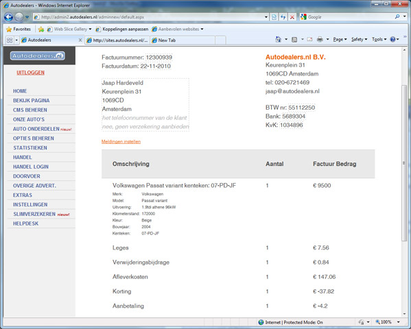 Uitgebreid facturatiesysteem voor het autobedrijf