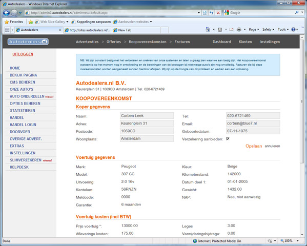 Uitgebreid facturatiesysteem voor het autobedrijf